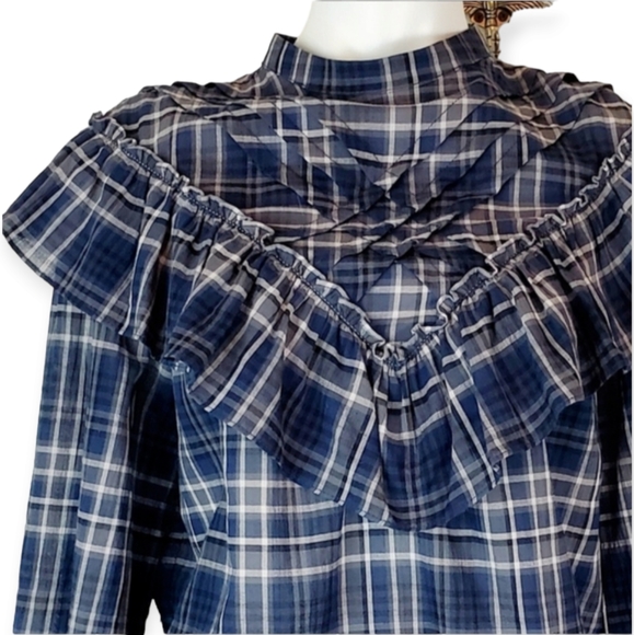 Max Studio | Tops | Max Studio Ruffled Plaid Top Medium | Poshmark